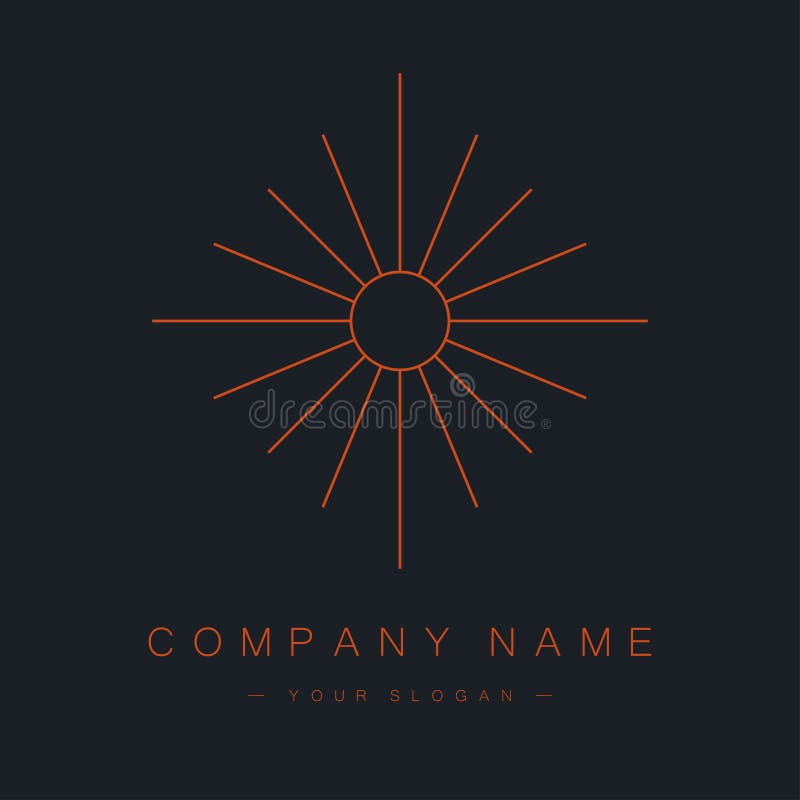 Linear Logo of the Sun. Daylight Source. Modern Minimalistic Style ...
