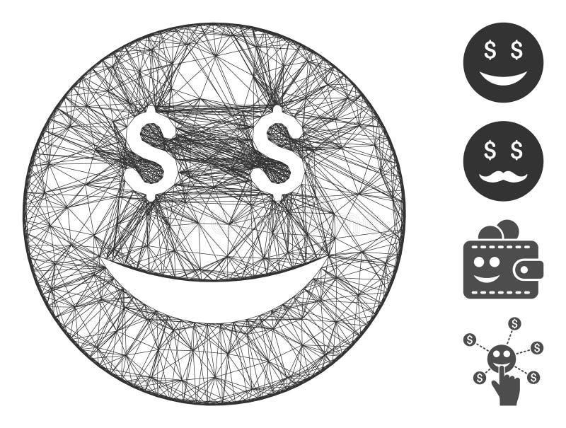 Linear Luck Dollar Smiley Vector Mesh Stock Illustration - Illustration ...