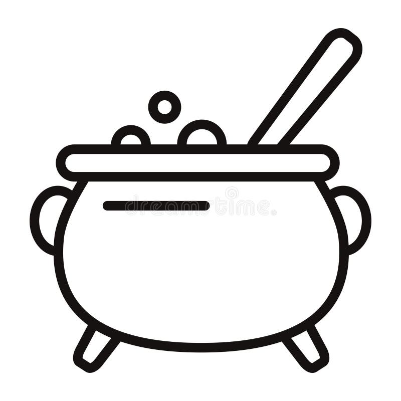 The Linear Magic Pot Icon. a Cauldron with a Potion Stock Illustration ...