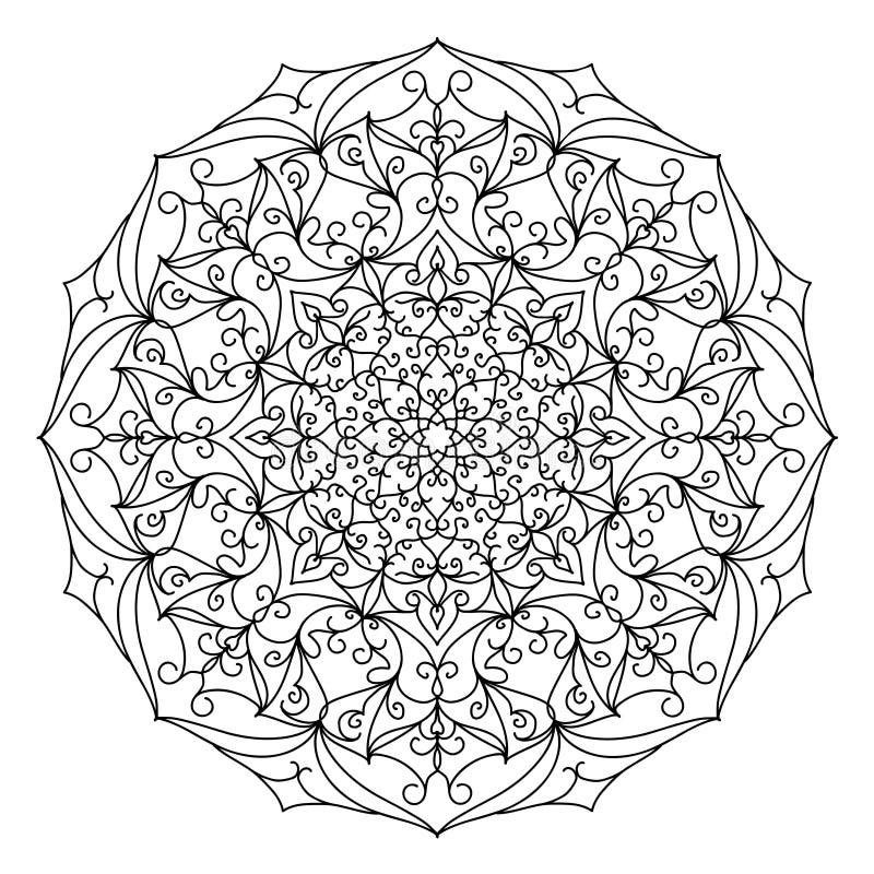 Linear Mandala. Black on White Background Stock Vector - Illustration ...