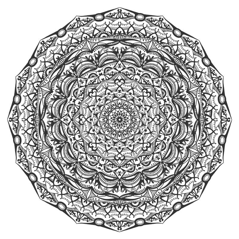 Linear Mandala Black on White Stock Vector - Illustration of vector ...