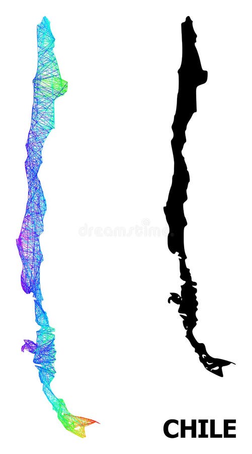 Linear Map of Chile with Rainbow Colored Gradient Stock Vector ...