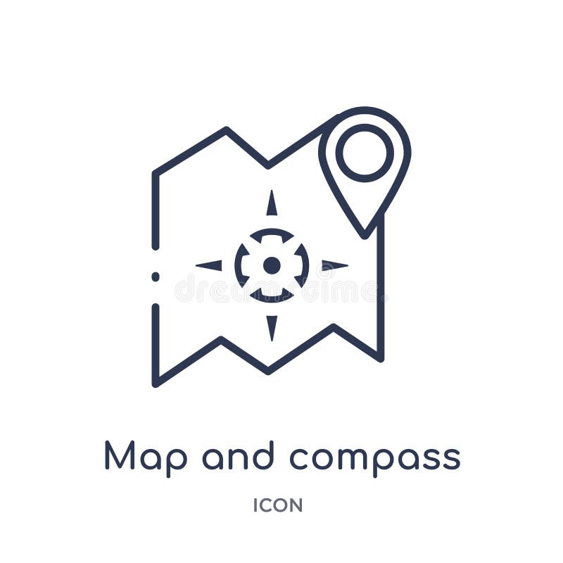 Linear Compass Pointing North East Icon from Airport Terminal Outline ...
