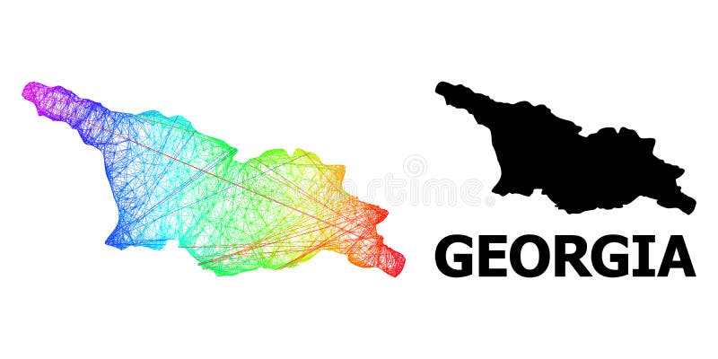 Linear Map of Georgia with Rainbow Colored Gradient Stock Vector ...