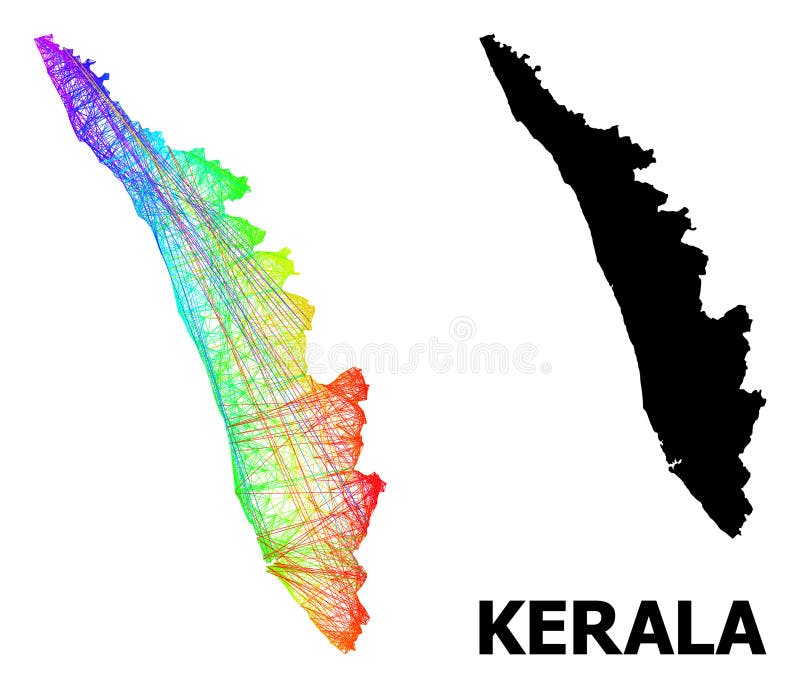 Linear Map of Kerala State with Rainbow Colored Gradient Stock Vector ...