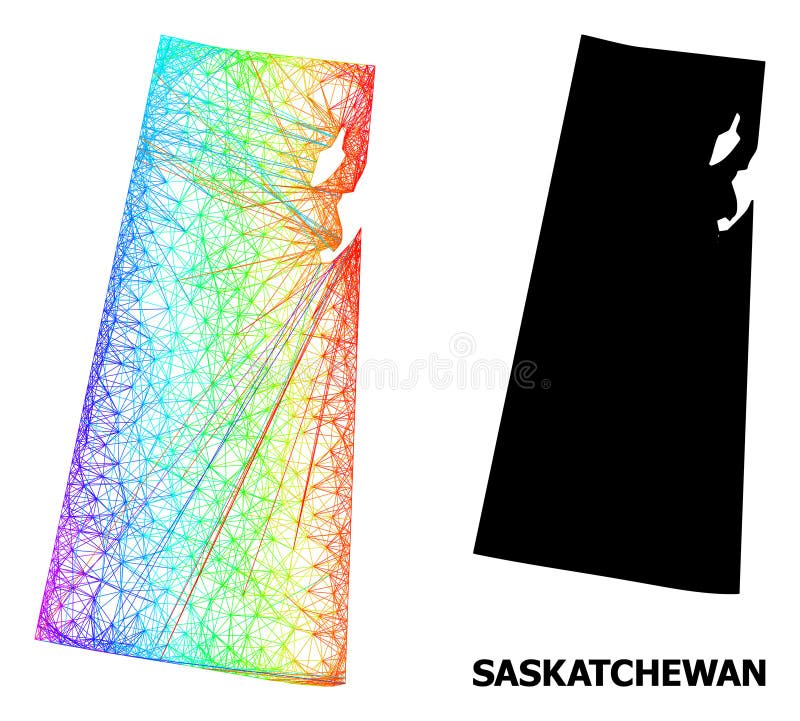Linear Map of Saskatchewan Province with Rainbow Colored Gradient Stock ...