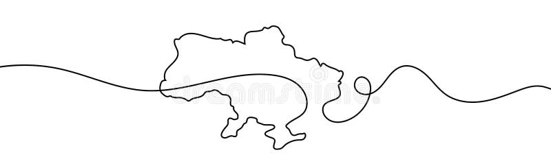 Linear Map of Ukraine. One Line Vector Illustration. Continuous Country ...