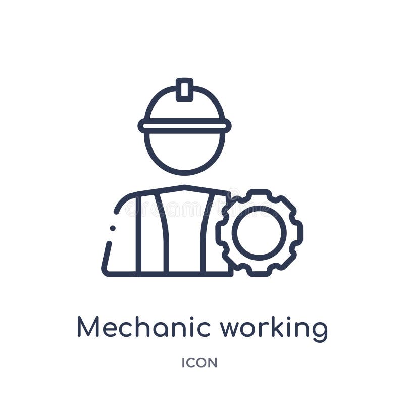 Linear Mechanic Working Icon from Construction and Tools Outline ...