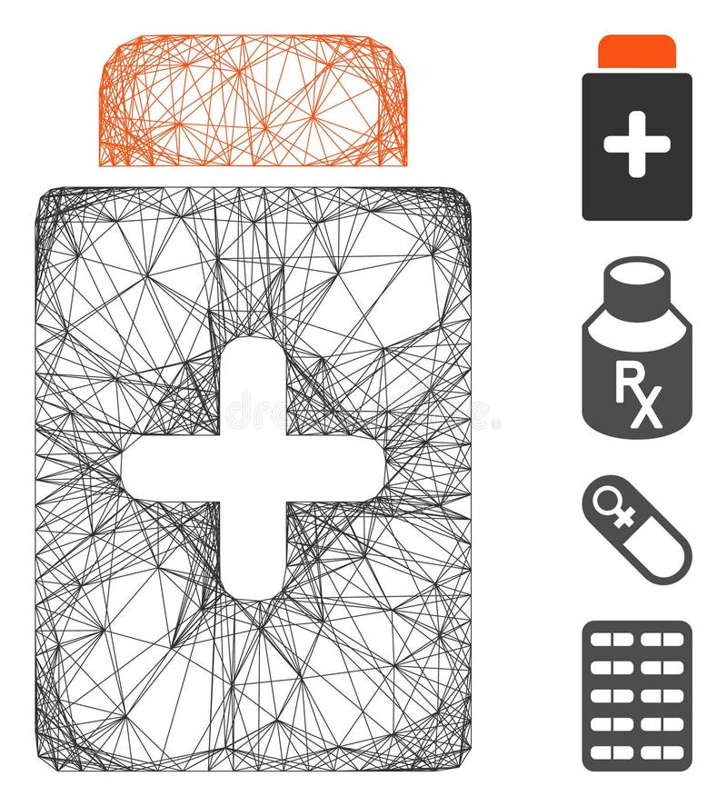 Linear Medication Bottle Vector Mesh Stock Illustration - Illustration ...