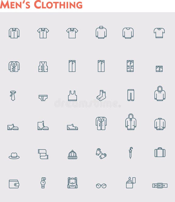 Linear Men Clothes Icon Set Stock Vector - Illustration of geometric ...