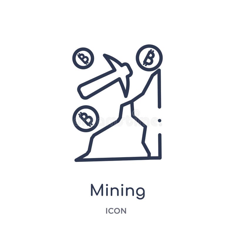 Linear Mining Icon From Cryptocurrency Economy And Finance Outline