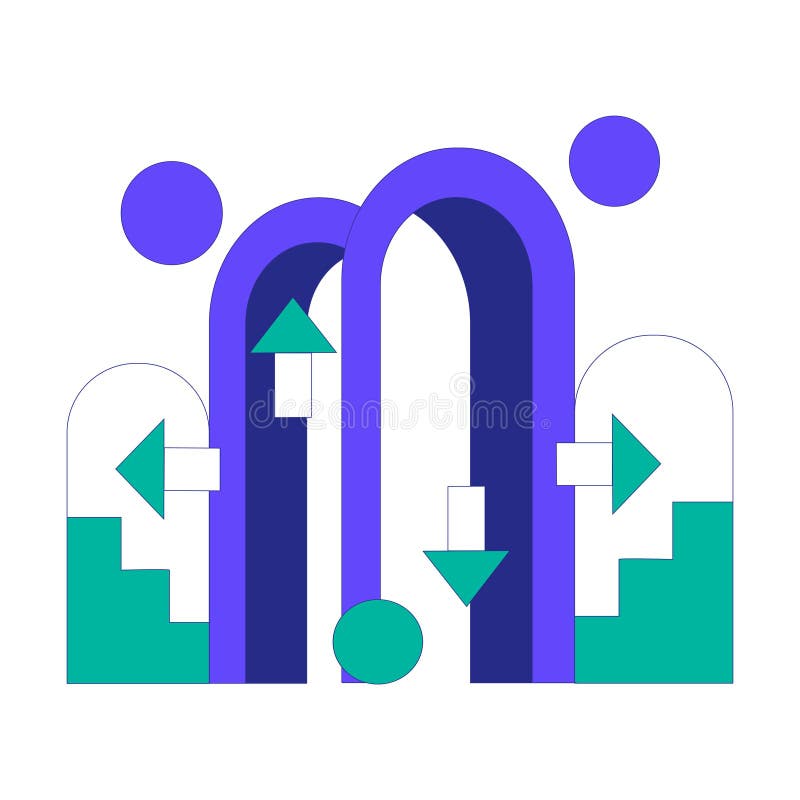 Linear Modern Arrow Shapes and Figure Composition Vector Illustration ...