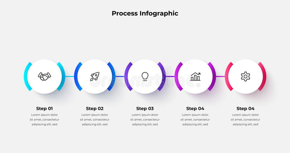 Linear Modern Infographic Showing Five Steps for Business Processes ...