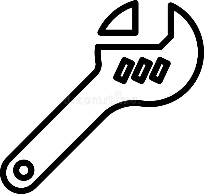 Linear Monkey Wrench Icon for Web Design Stock Vector - Illustration of ...