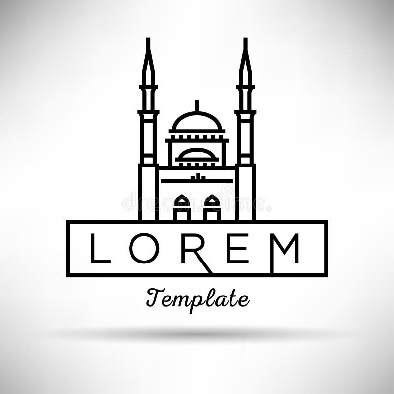 Linear Mosque Sign Vector Design Stock Vector - Illustration of islamic ...