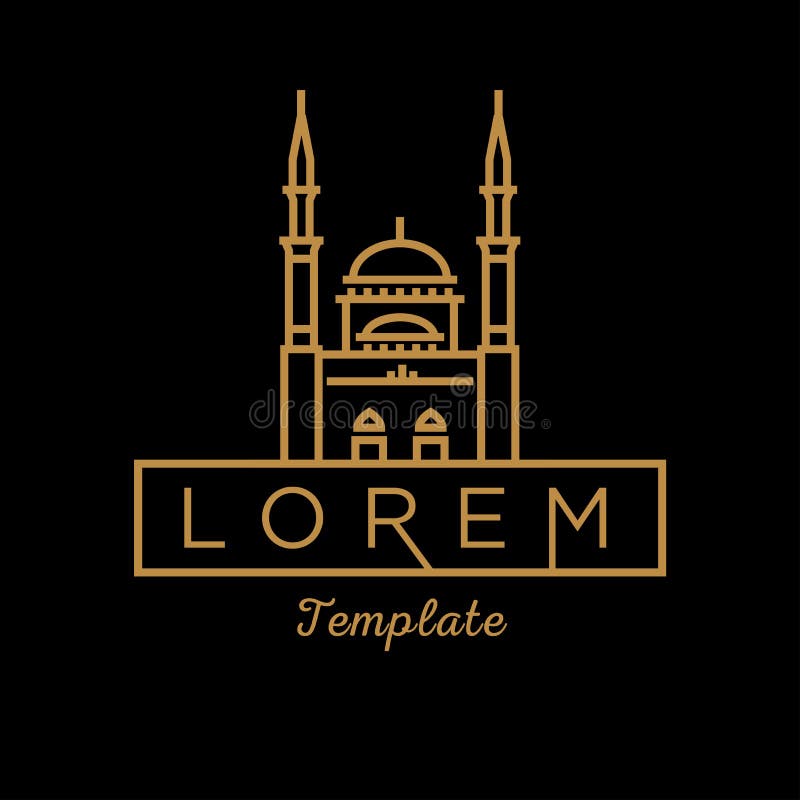 Linear Mosque Sign Vector Design Stock Vector - Illustration of minaret ...