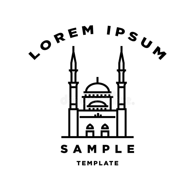 Linear Mosque Illustration Logo Vector Stock Vector - Illustration of ... Linear Mosque Illustration Logo Vector Stock Vector - Illustration of ...