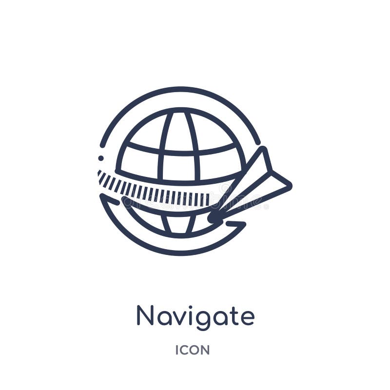 Outline Navigate Vector Icon. Isolated Black Simple Line Element ...