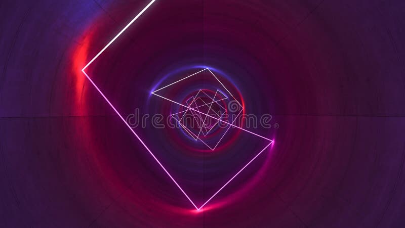 Linear Neon Light with Cylinder Concrete Tunnel 3D Rendering Stock ...