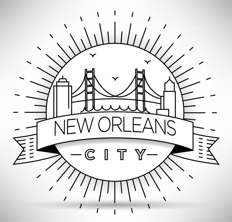 Linear New Orleans City Silhouette with Typographic Design Stock Vector ...