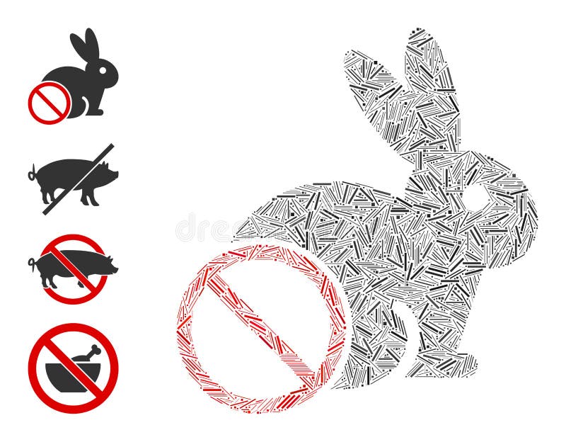 Linear No Rabbit Meat Icon Vector Collage Stock Vector - Illustration ...