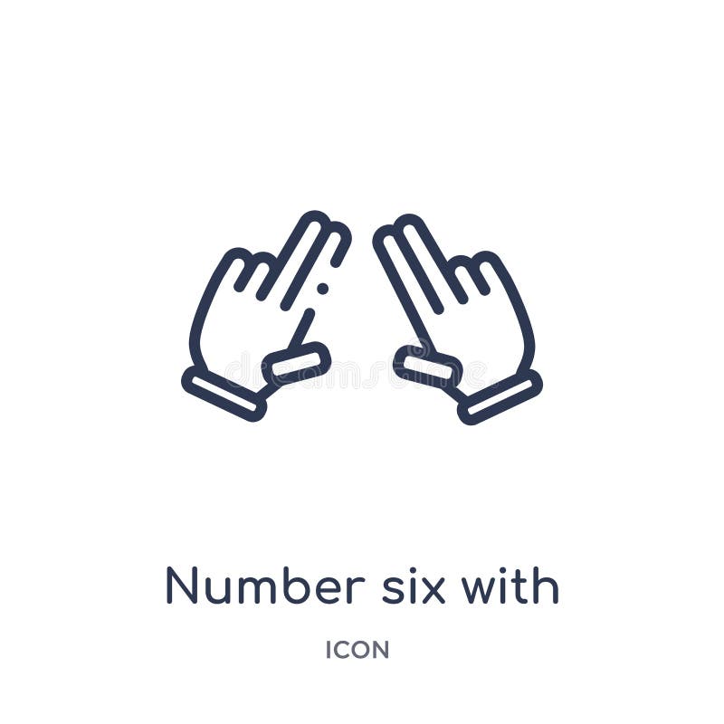 Linear Number Six with Six Fingers Icon from Hands and Guestures ...