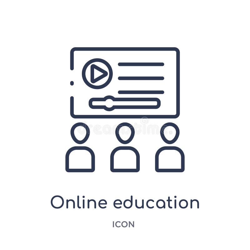 Linear Online Education Icon from Elearning and Education Outline ...