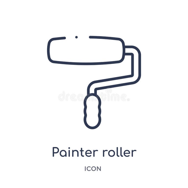 Linear Painter Roller Icon from Construction Tools Outline Collection ...