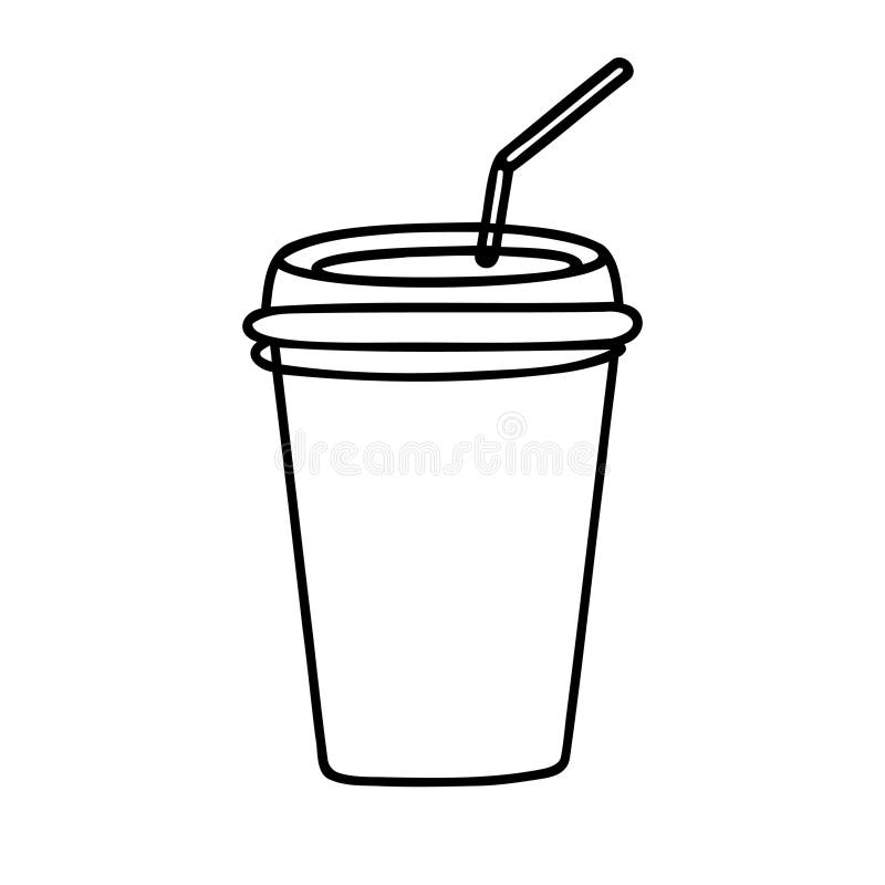 Linear Paper Cup Icon. Black and White Image of a Hand-drawn Paper Cup ...