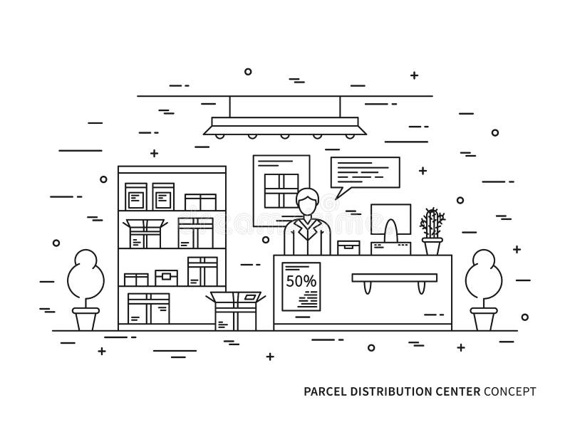 Linear Parcel Pick-up Online Shopping, Package Claim Vector ...