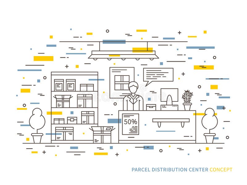 Linear Parcel Pick-up Online Shopping Stock Vector - Illustration of ...