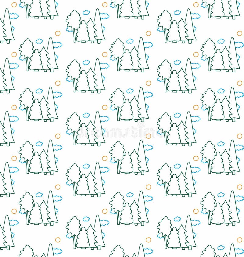 Linear Pattern of Small Trees Stock Illustration - Illustration of ...