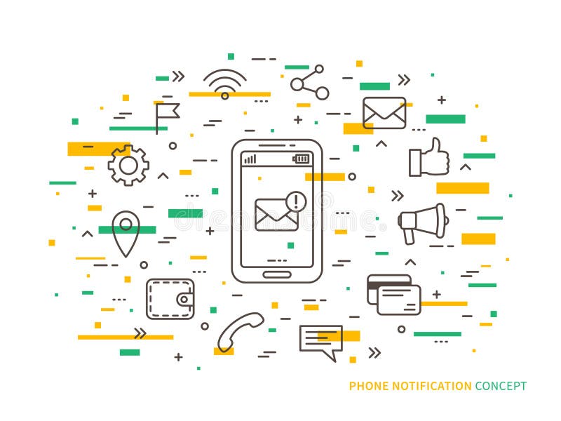 Linear Phone Notification Vector Illustration Stock Vector ...
