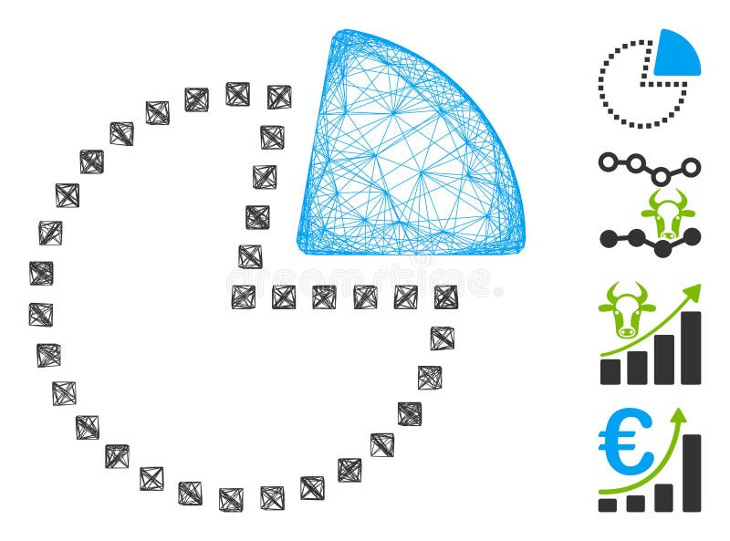 Linear Pie Chart Vector Mesh Stock Vector - Illustration of connection ...