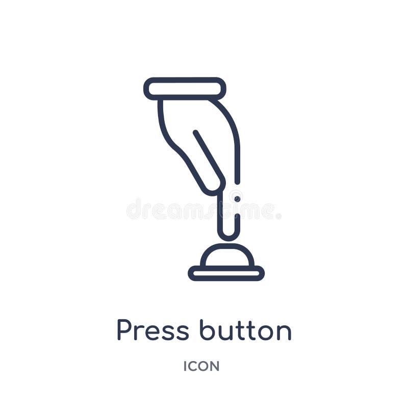 Linear Press Button Icon from Hands Outline Collection. Thin Line Press ...