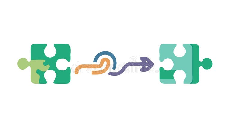 Linear Progression of Puzzle Pieces. Process Flow, Vector Design ...