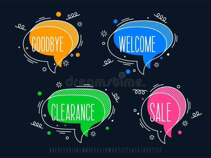 Linear Promotion Banner 3d Shapes, Colorful Sticker. Stock Vector ...