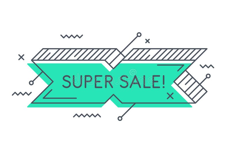 Linear Promotion Banner Shape, Colorful Sticker Design. Stock Vector ...