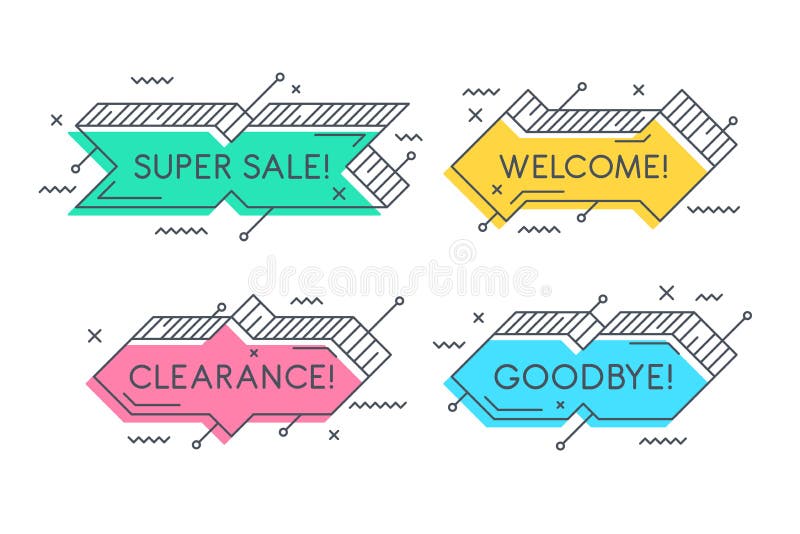 Linear Promotion Banner Shape, Colorful Sticker. Stock Vector ...