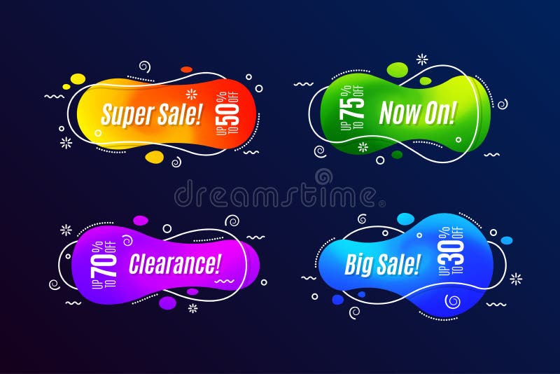 Linear Promotion Banner Shape Templates, Sticker, Badge. Stock Vector ...