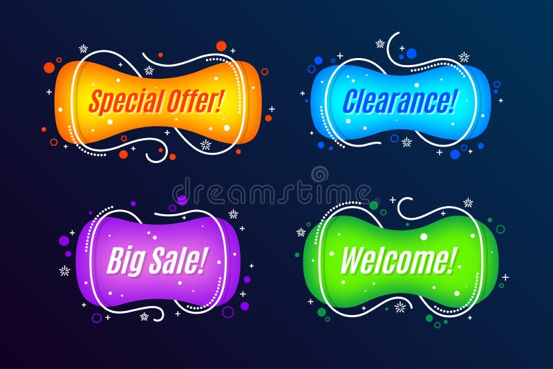 Linear Promotion Banner Shape Templates, Sticker, Badge. Stock Vector ...