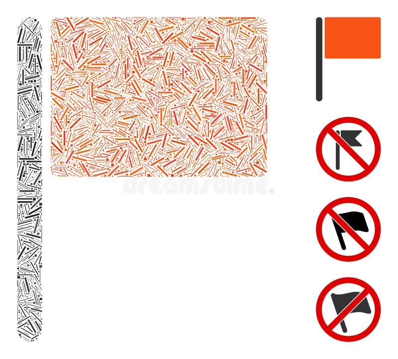 Linear Red Flag Icon Vector Collage Stock Illustration - Illustration ...