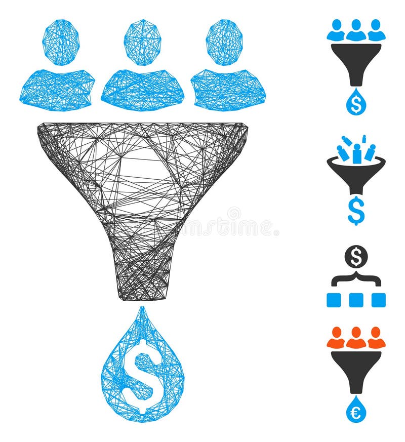 Linear Sales Funnel Vector Mesh Stock Vector - Illustration of ...