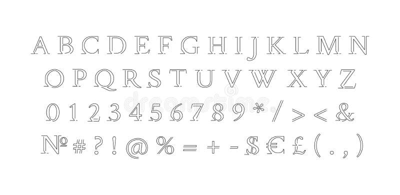 Linear Serif Roman Alphabet Set Stock Vector - Illustration of vector ...