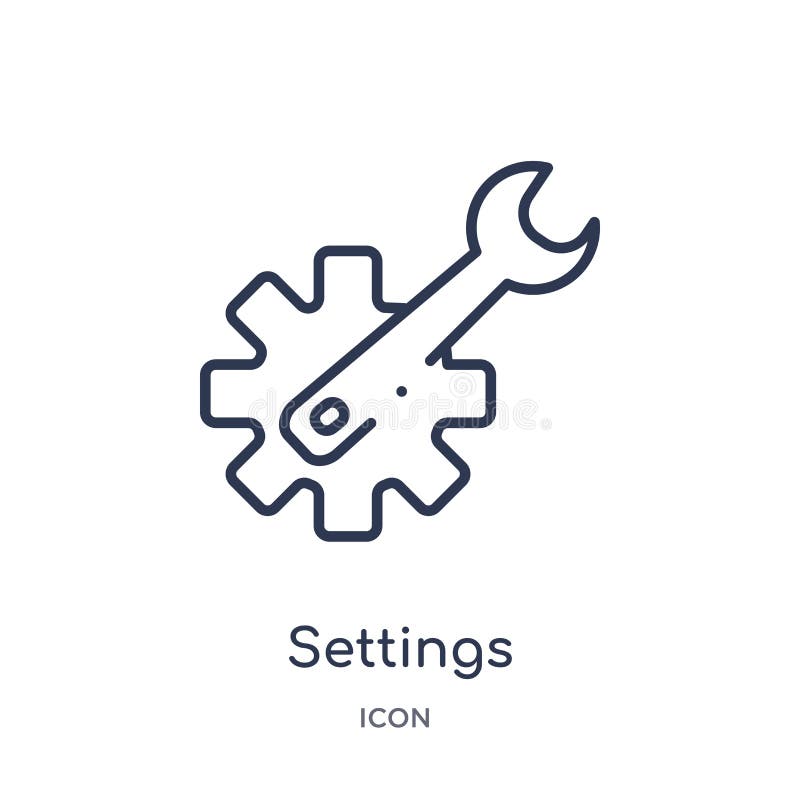 Linear Settings Icon with Image of Gear Wheel Line Sign. Stock Vector ...