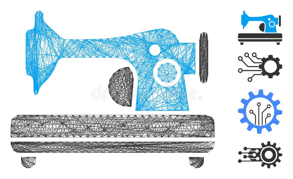 Linear Sewing Machine Vector Mesh Stock Vector - Illustration of ...
