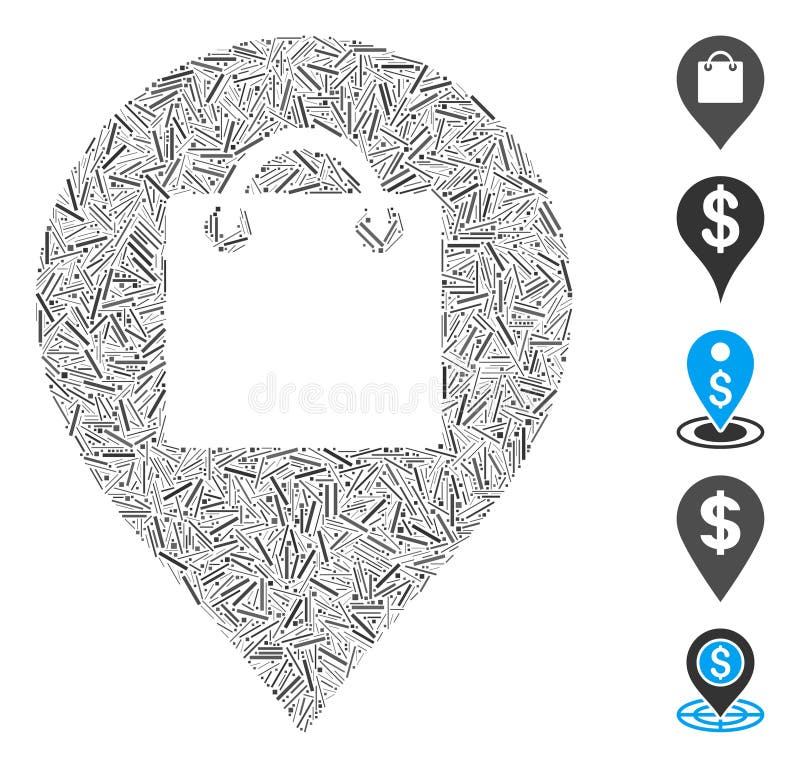Linear Shopping Map Marker Icon Vector Collage Stock Illustration ...
