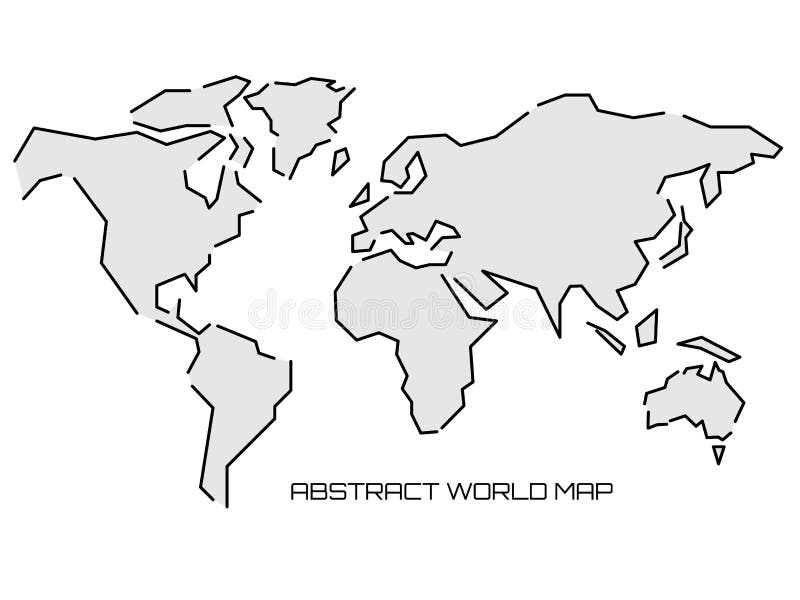 Linear Silhouette World Map. Outline Minimal Style Design Stock Vector ...