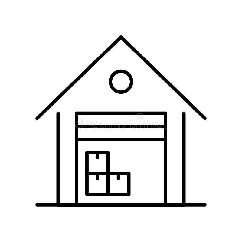 Linear Simple Warehouse Space Icon Vector Illustration Building Storage ...