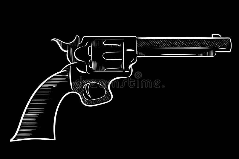 Western Revolver Sketch Stock Illustrations – 379 Western Revolver ...